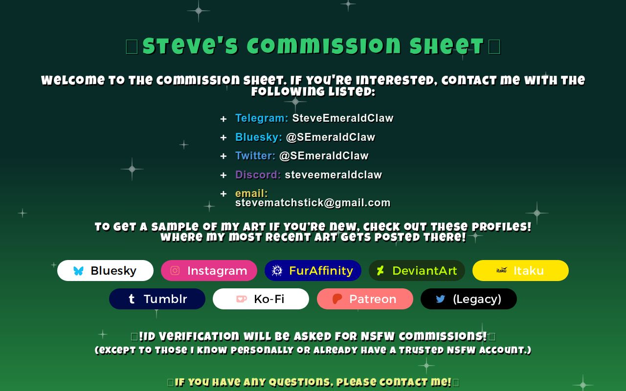 Steve's Commission Sheet